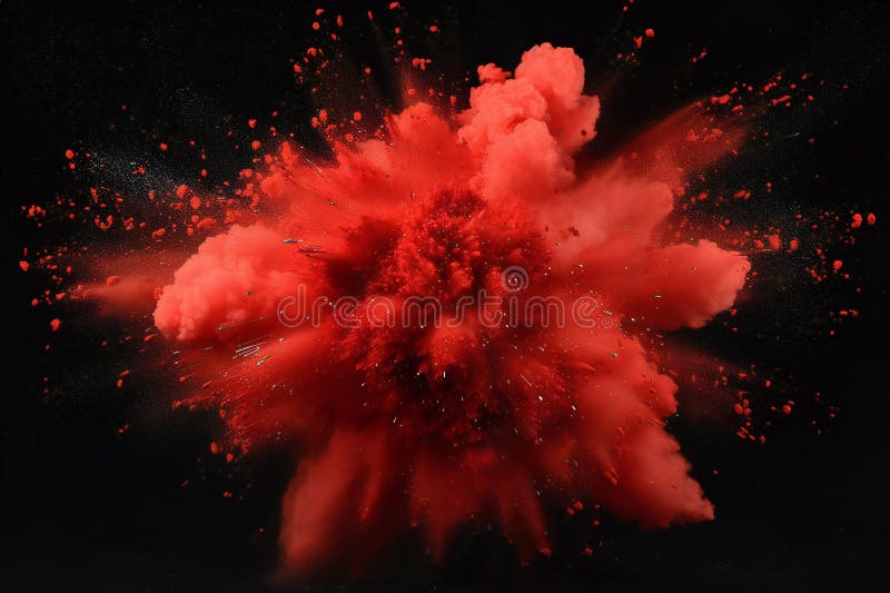 Explosion of Red Powder on a Black Background Stock Illustration ...