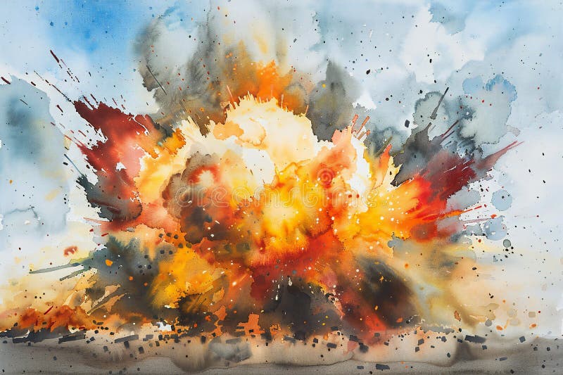 Explosion with Smoke and Fire, Colorful Abstract Background with Explosion Effect Stock ...