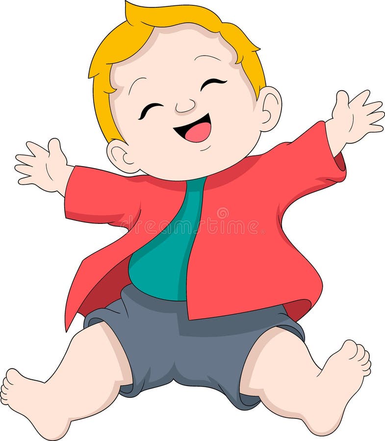 Illustration of an Expression of Happiness, a Baby Boy is Making Cute ...