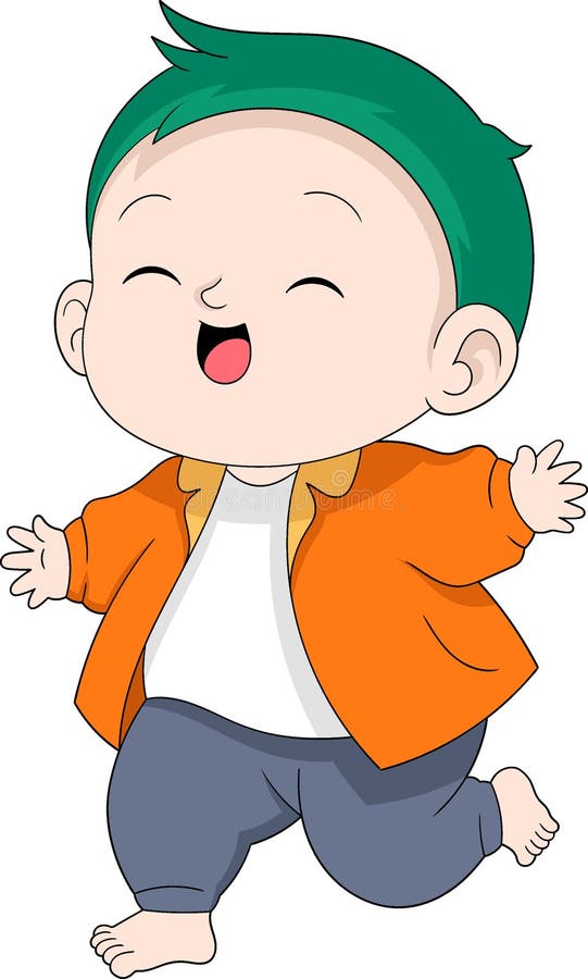 Illustration of an Expression of Happiness, Baby Boy is Running Around ...