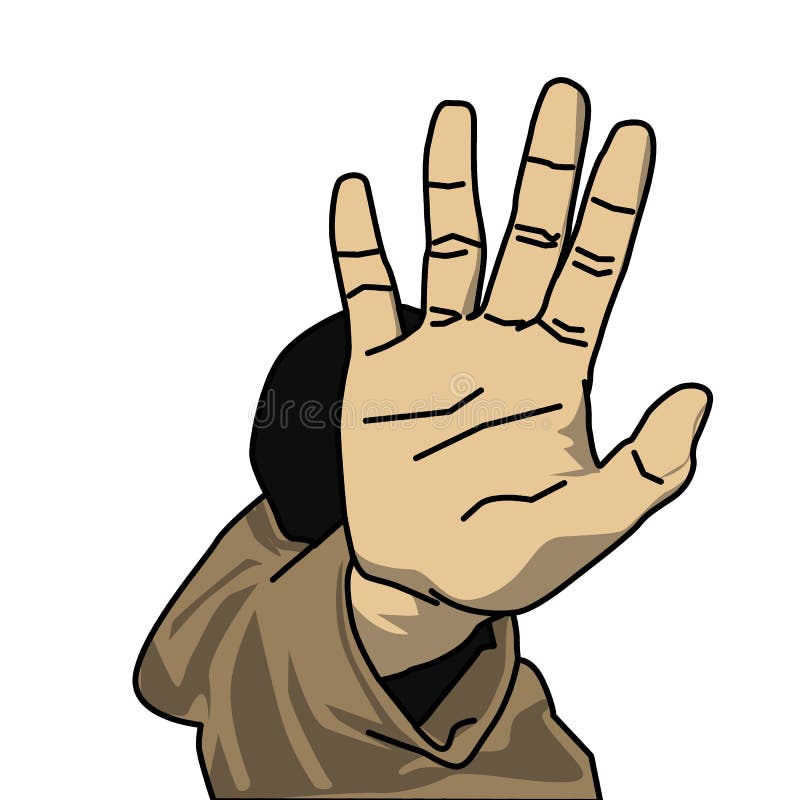 Illustration of Expression of Rejection or Dismissal by Hand with Face ...