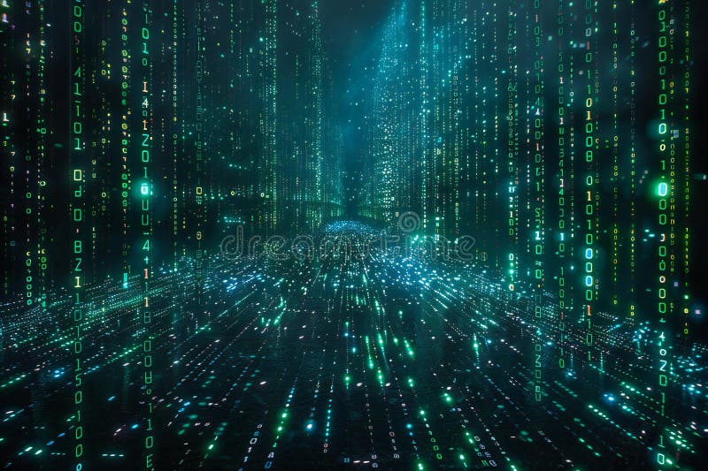 Black Background Binary Matrix Stock Illustrations – 11,228 Black ...