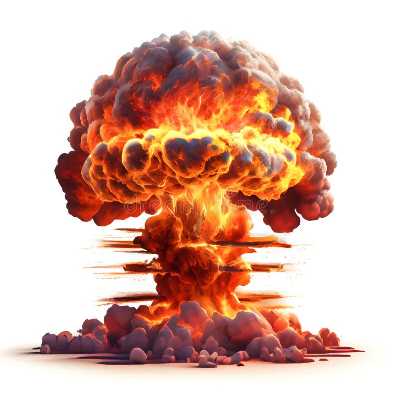 Illustration of Extremely Hot Nuclear Explosion with Sparks and Smoke ...