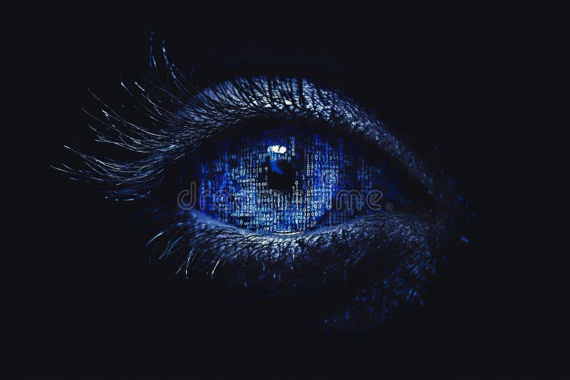 Illustration of an Eye with a Blue Background in ASCII Art Style. Stock ...