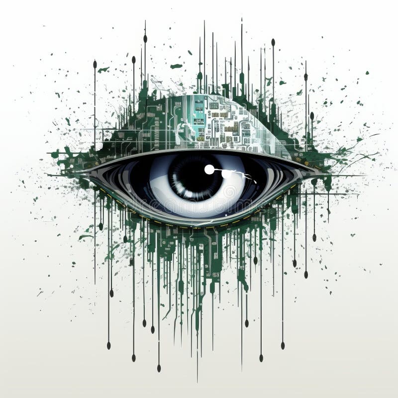 An Illustration of an Eye with a Computer Chip on it Stock Illustration ...