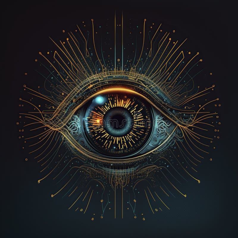 Illustration, Eye Design with Circuit Lines, Ai Generative Stock ...