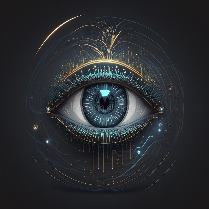 Illustration, Eye Design with Circuit Lines, Ai Generative Stock ...