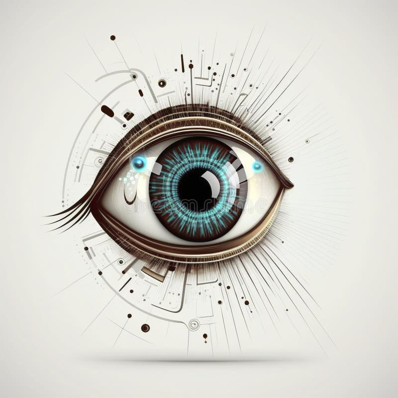 Illustration, Eye Design with Circuit Lines, Ai Generative Stock ...