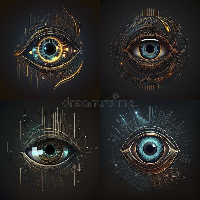 Illustration, Eye Design with Circuit Lines, Ai Generative Stock ...