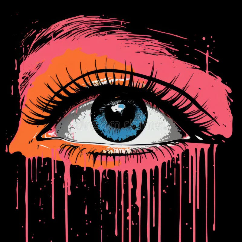 An Illustration of an Eye with a Dripping Paint Stock Illustration ...