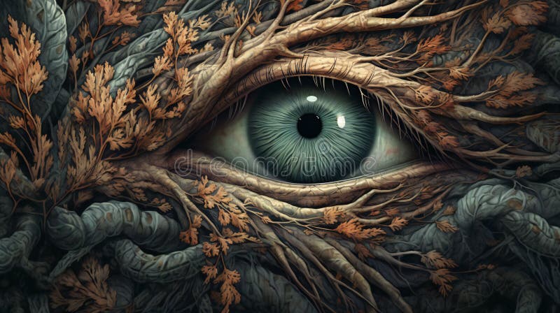 Eye in the forest stock illustration. Illustration of scary - 279106181