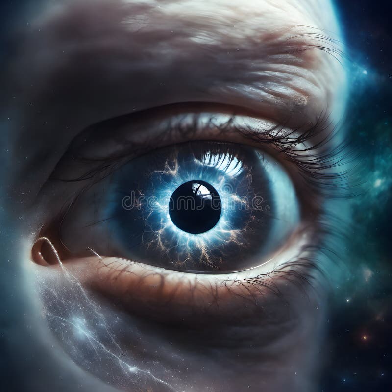 Illustration of an Eye Forming in Space, Generative Ai Stock ...