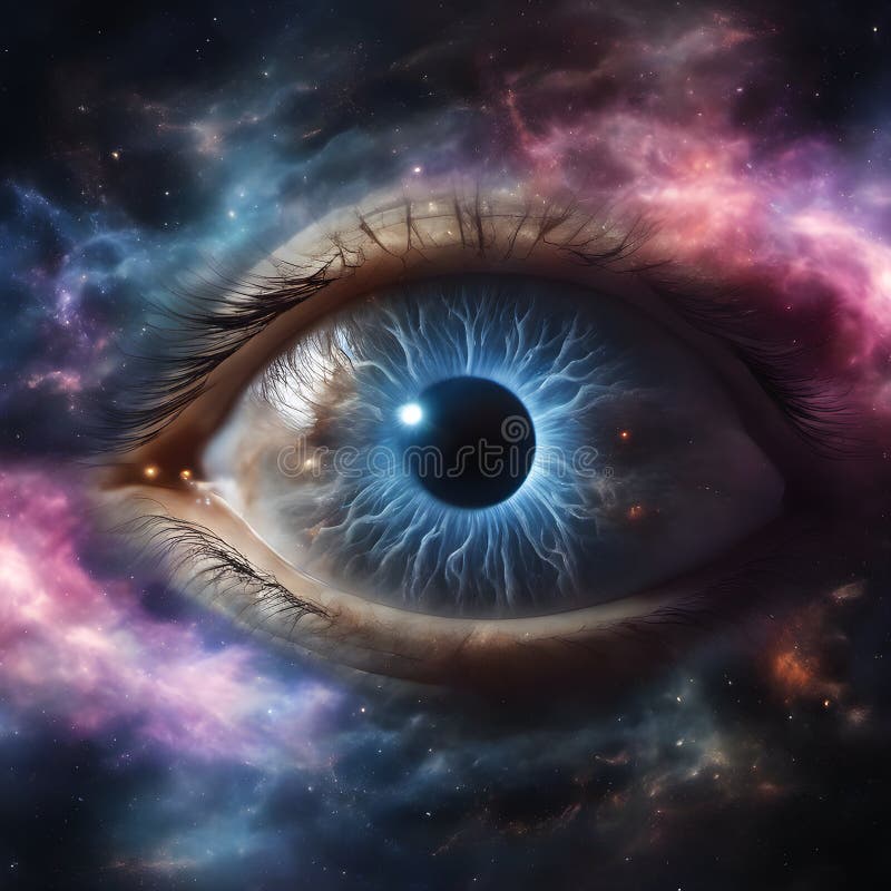 Illustration of an Eye Forming in Space, Generative Ai Stock ...