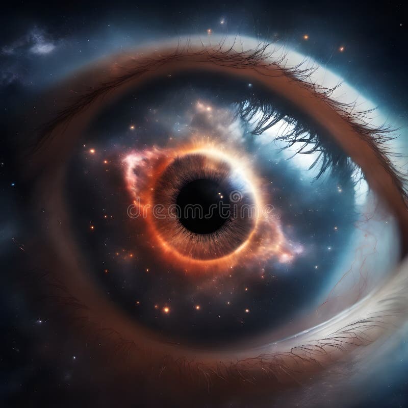 Illustration of an Eye Forming in Space, Generative Ai Stock ...