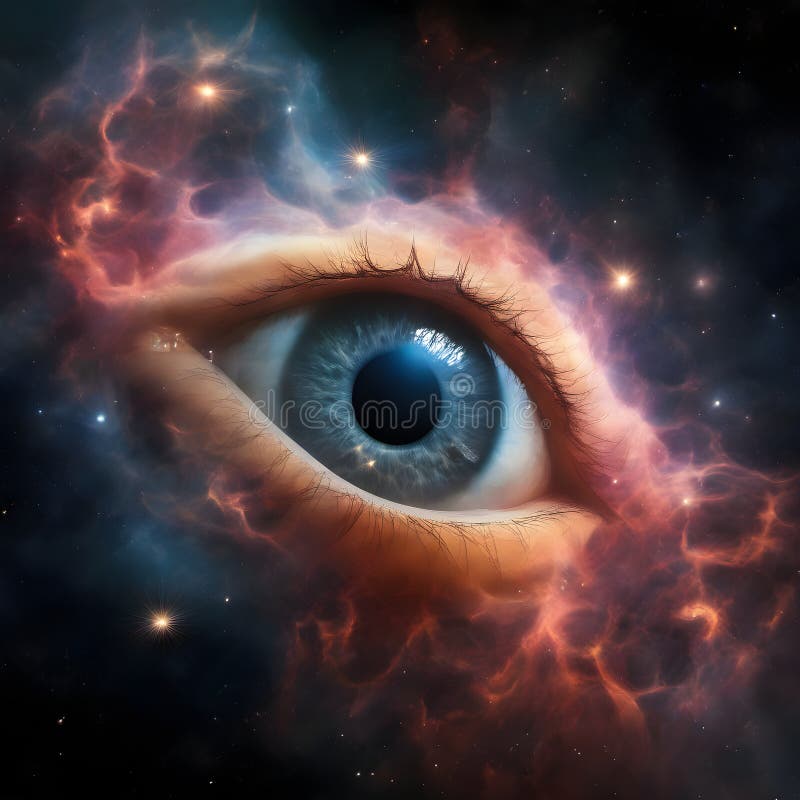 Illustration of an Eye Forming in Space, Generative Ai Stock ...