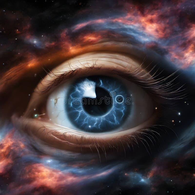 Illustration of an Eye Forming in Space, Generative Ai Stock ...