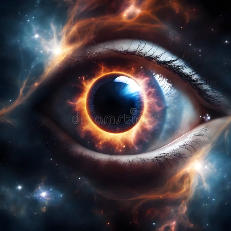 Illustration of an Eye Forming in Space, Generative Ai Stock ...
