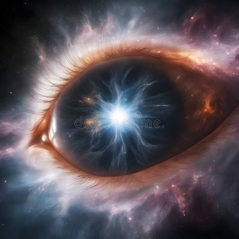Illustration of an Eye Forming in Space, Generative Ai Stock ...