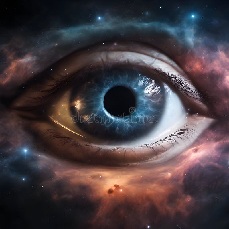 Illustration of an Eye Forming in Space, Generative Ai Stock ...