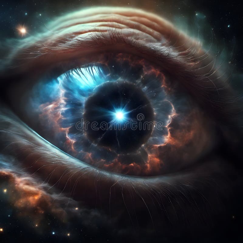 Illustration of an Eye Forming in Space, Generative Ai Stock ...