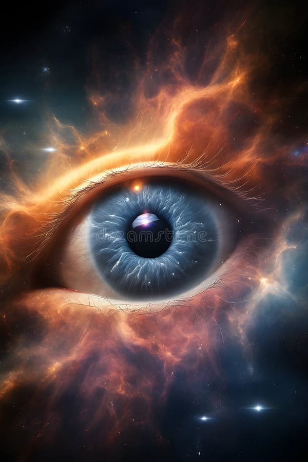 Illustration of an Eye Forming in Space, Generative Ai Stock ...