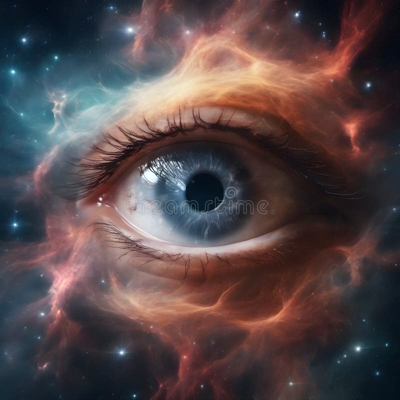 Illustration of an Eye Forming in Space, Generative Ai Stock ...