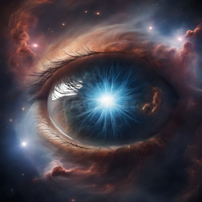 Illustration of an Eye Forming in Space, Generative Ai Stock ...