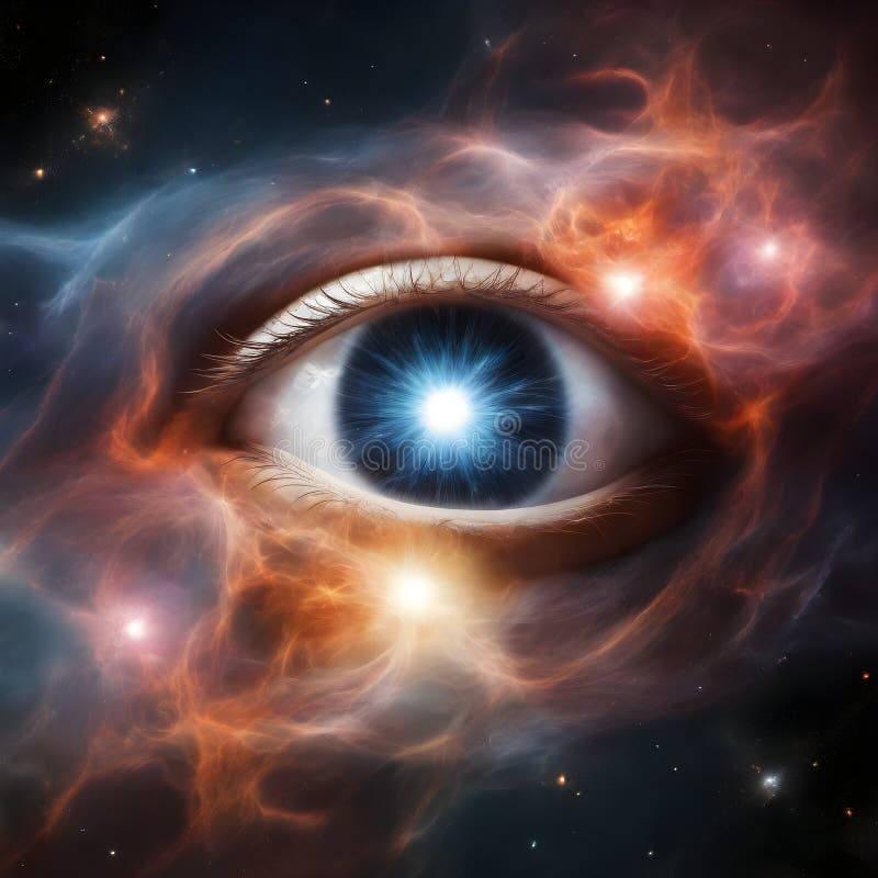 Illustration of an Eye Forming in Space, Generative Ai Stock ...