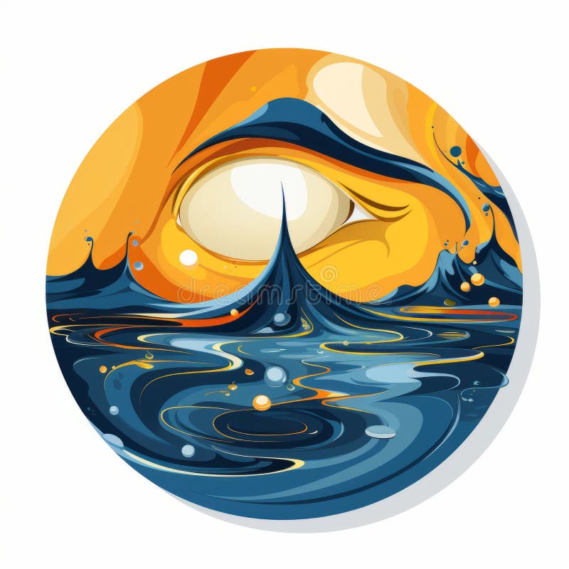 An Illustration of an Eye in the Ocean with Waves Stock Illustration ...