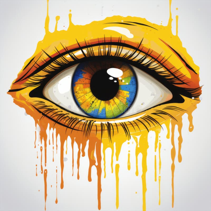 An Illustration of an Eye with Paint Dripping Down it Stock ...