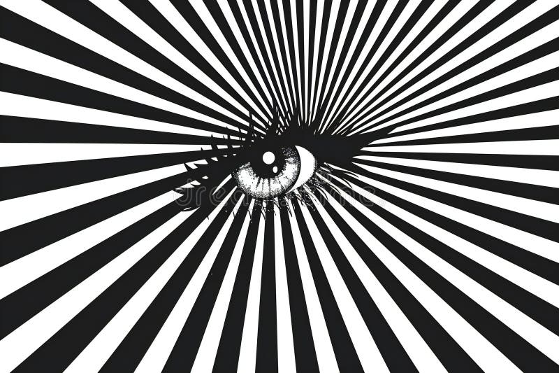 Eye in the Rays of the Sun, Black and White Illustration Stock ...