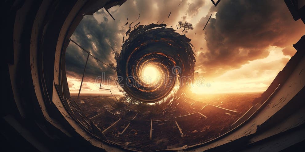 Illustration in the Eye of a Storm Tornado Hurricane AI Generated Stock ...