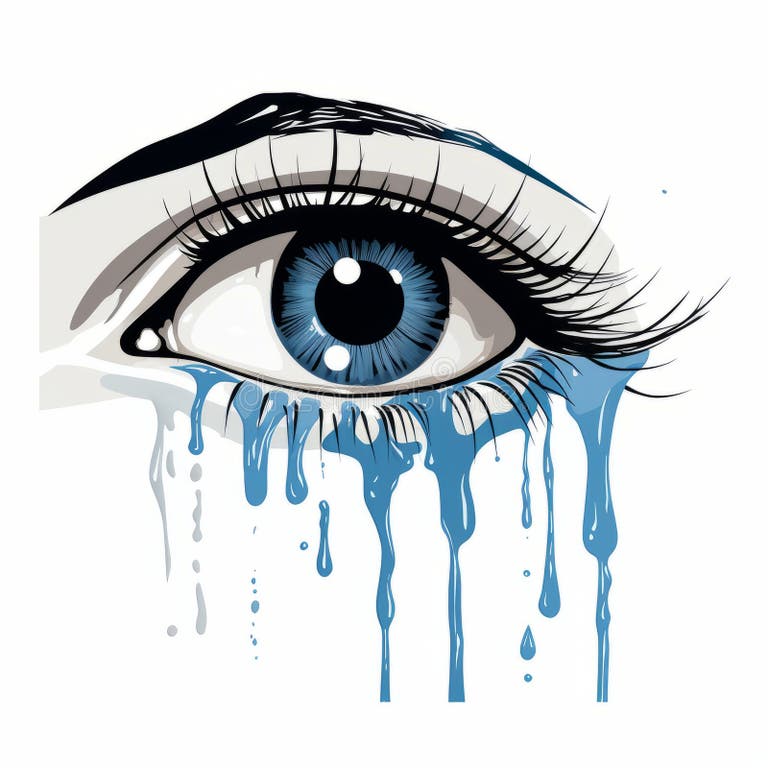 An Illustration of an Eye with Tears Running Down it Stock Illustration ...