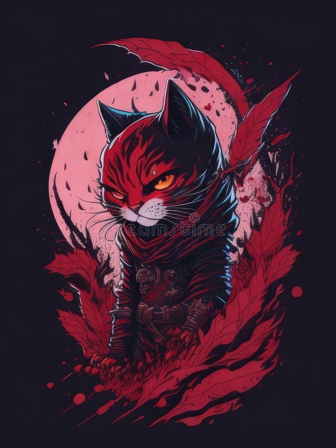Illustration Face Evil Ninja Cat Stock Illustration - Illustration of ...
