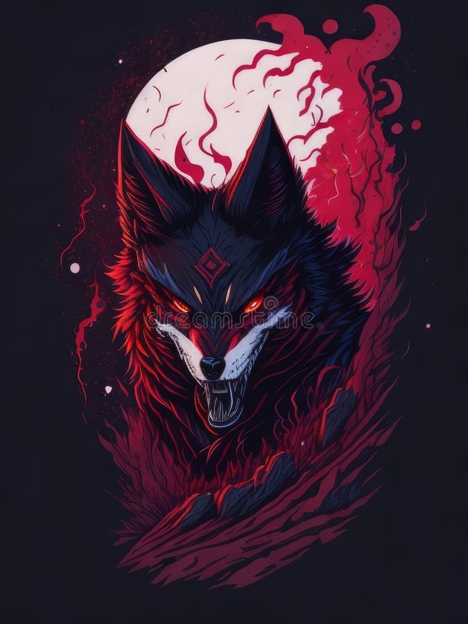 Illustration Face Evil Ninja Wolf Stock Illustration - Illustration of ...