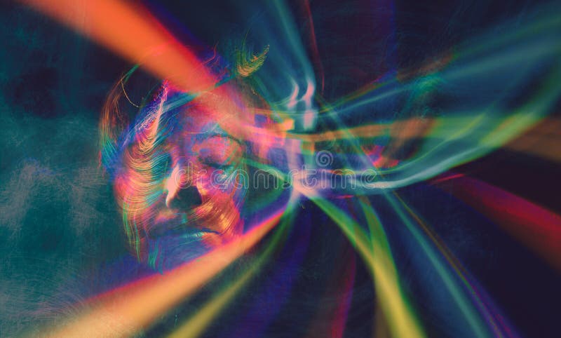 Illustration of a Face with Lighting Effects. Artificial Intelligence ...