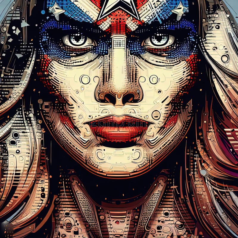 An Illustration of a Face with Super Fine Detail of Vintage Artwork ...