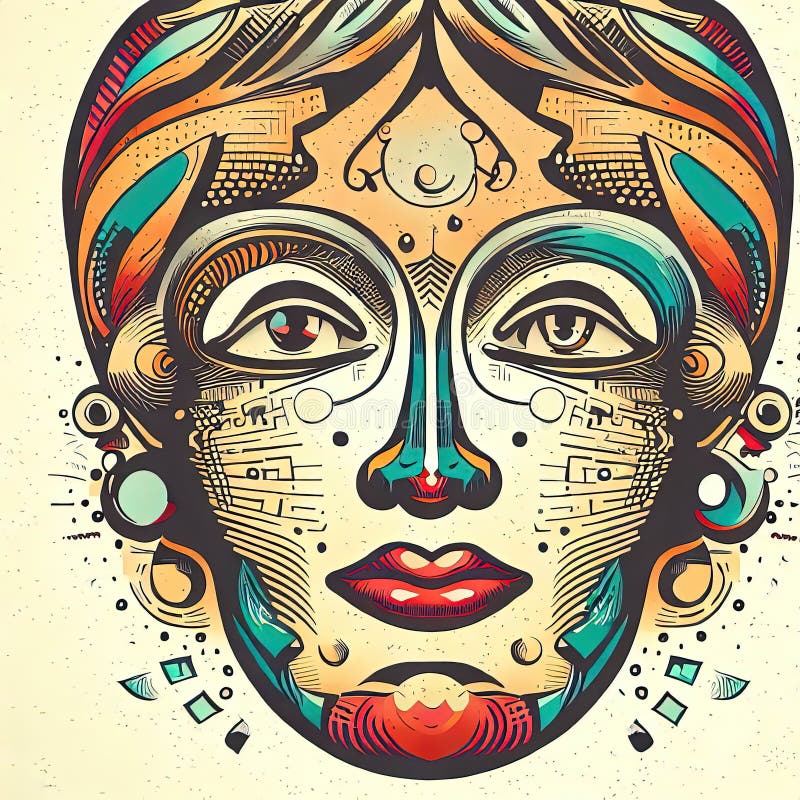 An Illustration of a Face with Super Fine Detail of Vintage Artwork ...