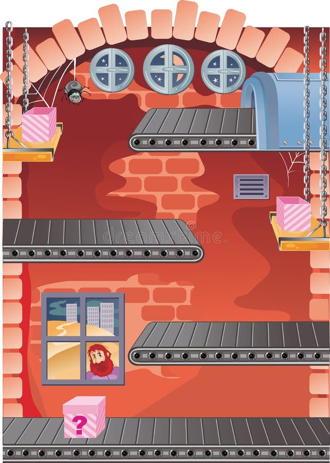 Illustration of a Factory or Production Room with Round Windows, a ...