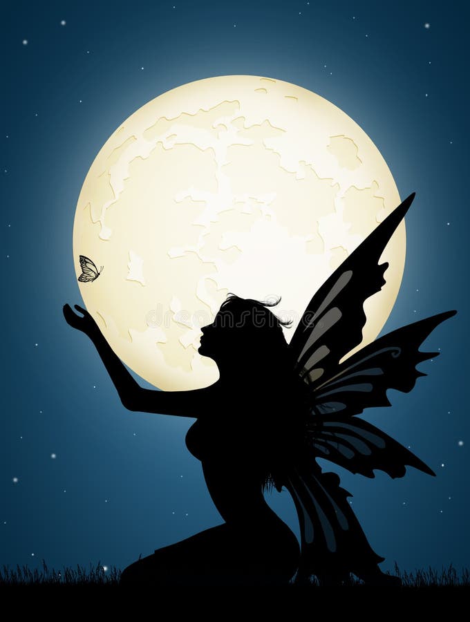 Fairy in the moonlight stock illustration. Illustration of fairies ...