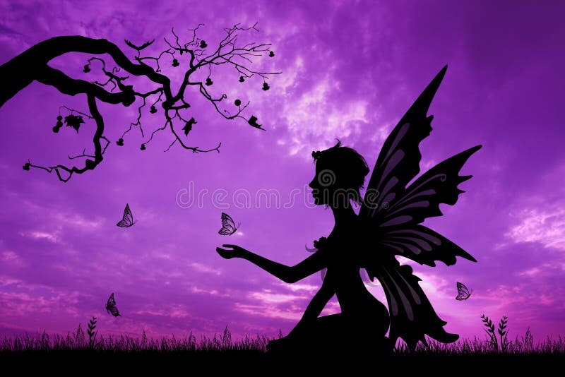 Illustration of Fairy at Sunset Stock Illustration - Illustration of ...