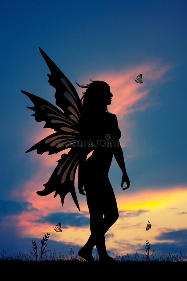 Illustration of Fairy at Sunset Stock Illustration - Illustration of ...