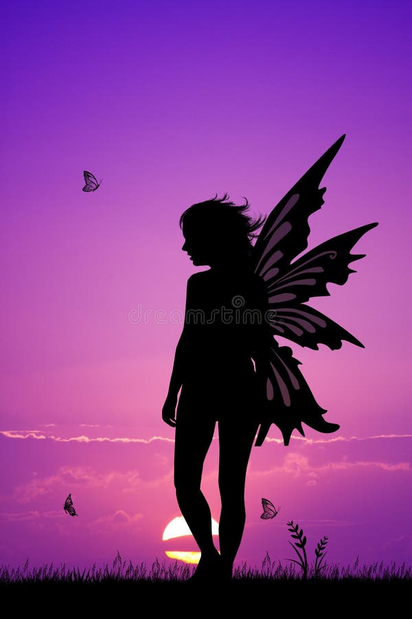 Illustration of Fairy at Sunset Stock Illustration - Illustration of ...