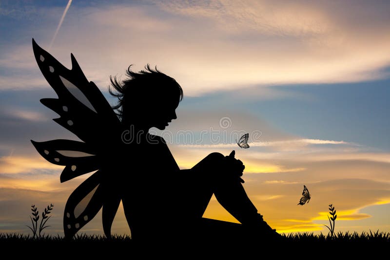 Illustration of the Fairy at Sunset Stock Illustration - Illustration ...