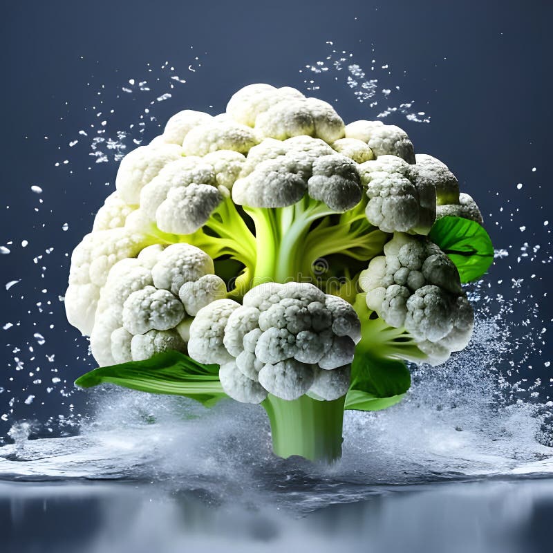 Illustration of Falling Cauliflower with Splashing Water Stock ...