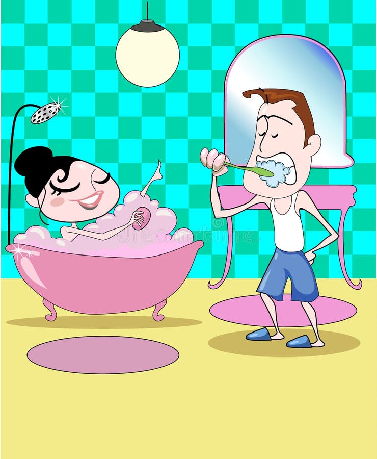 Illustration of Family Routine in the Morning Stock Vector ...