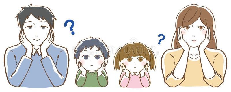 Illustration of a Family Thinking with a Cheek Stick Stock Vector ...