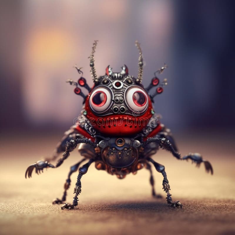 Illustration of a Fantasy Alien Creature with a Red Eye Stock ...