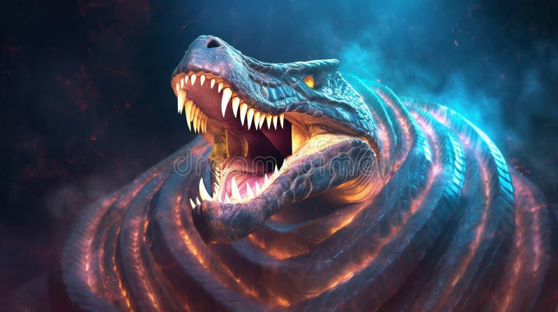 Illustration of a Fantasy Dragon with Open Mouth and Sharp Teeth Stock ...