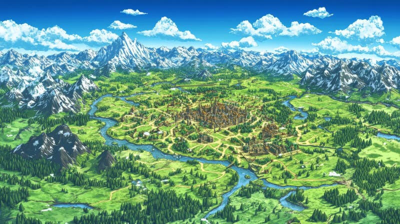 Illustration of a Fantasy Map Game Board, Adventure Element Using ...